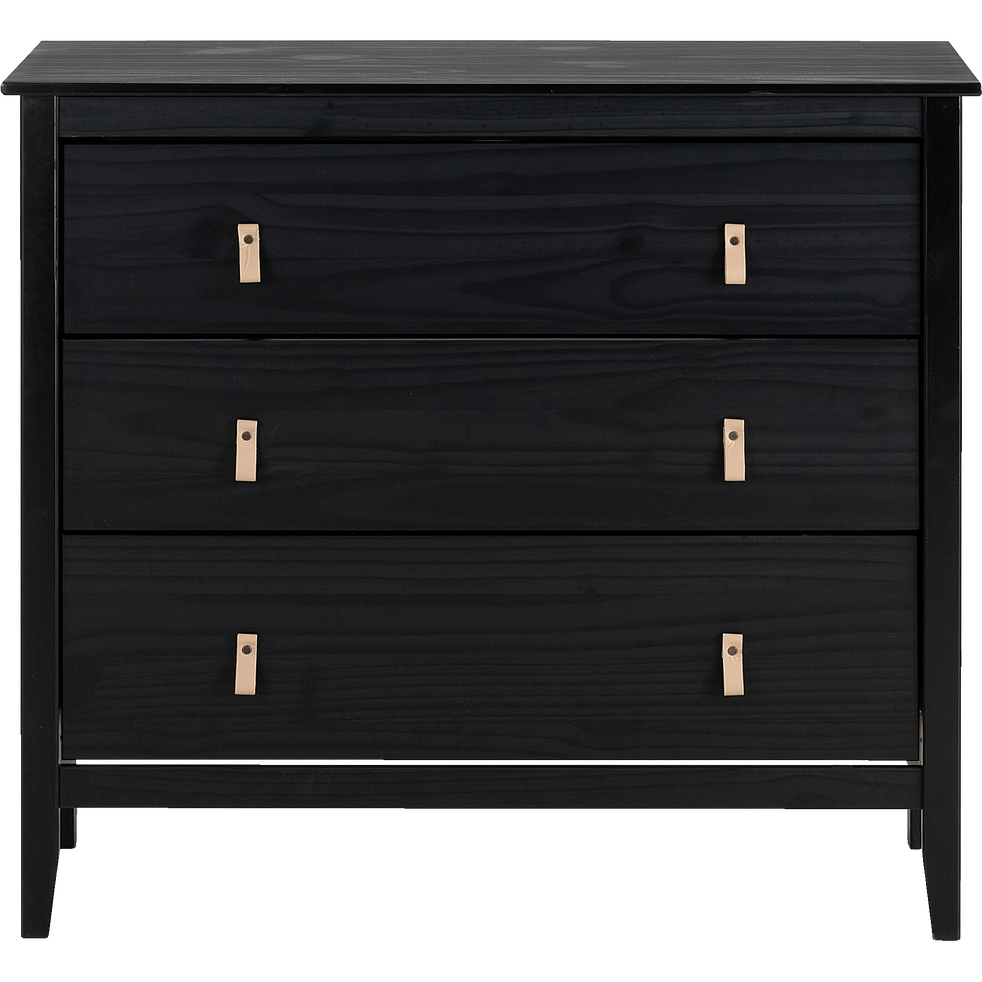 Commode 3 tiroirs pin massif noir - LISON - commodes - alinea